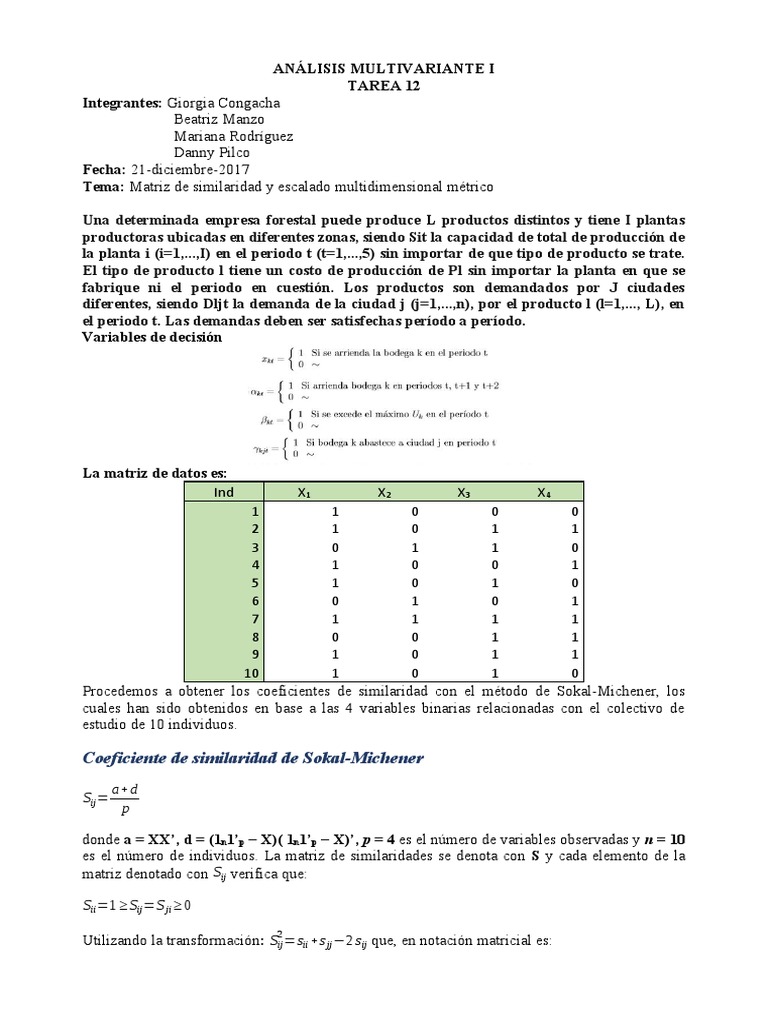 Matriz de Similaridad | PDF | Análisis funcional | Objetos matemáticos