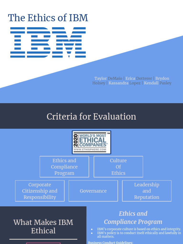 The Ethics of Ibm: Demaio - Dotterer - Holsey - Lopez - Pasley | PDF ...