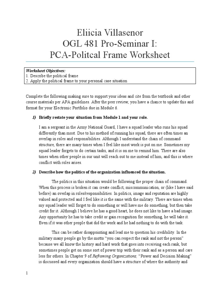 4 Political Frame Worksheet | PDF | Credibility | Decision Making