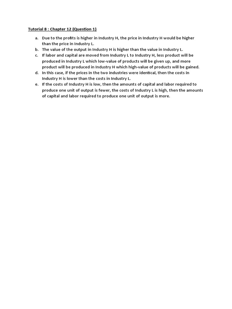 Tutorial 8: Chapter 12 (Question 1) | PDF