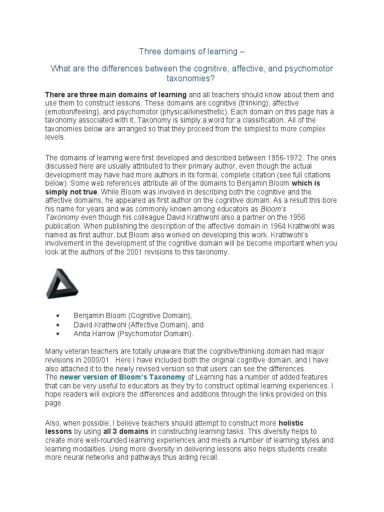 Three Domains of Learning | Download Free PDF | Affect (Psychology ...