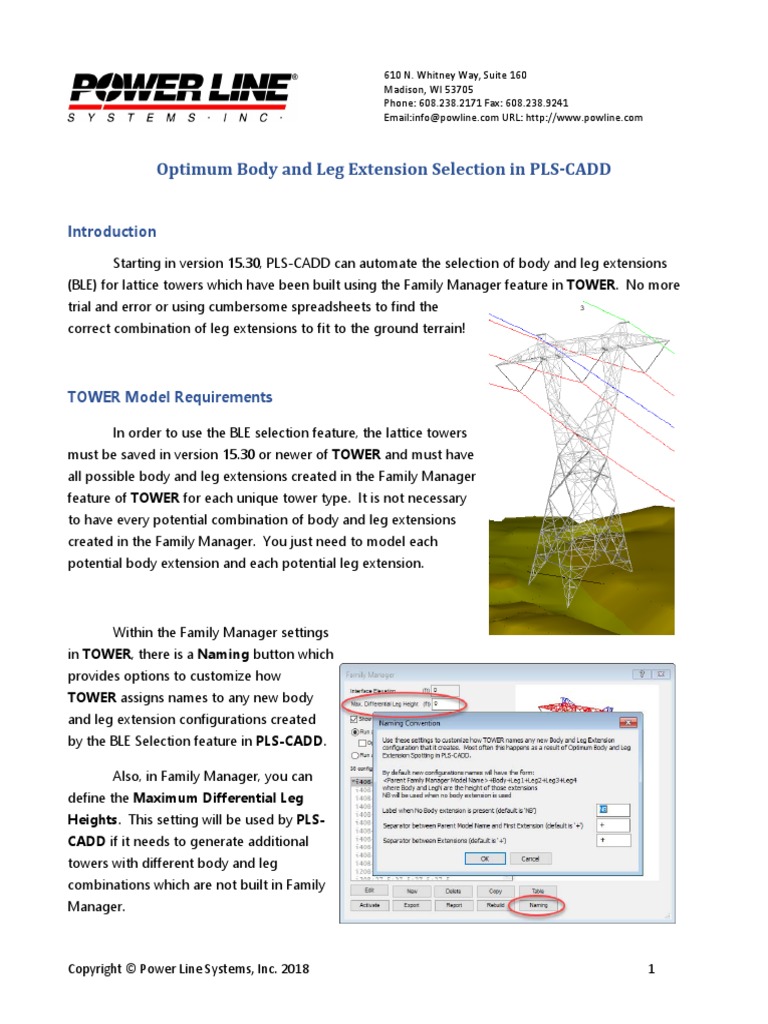 Optimum Body and Leg Extension Selection in PLS CADD | PDF | Distance ...