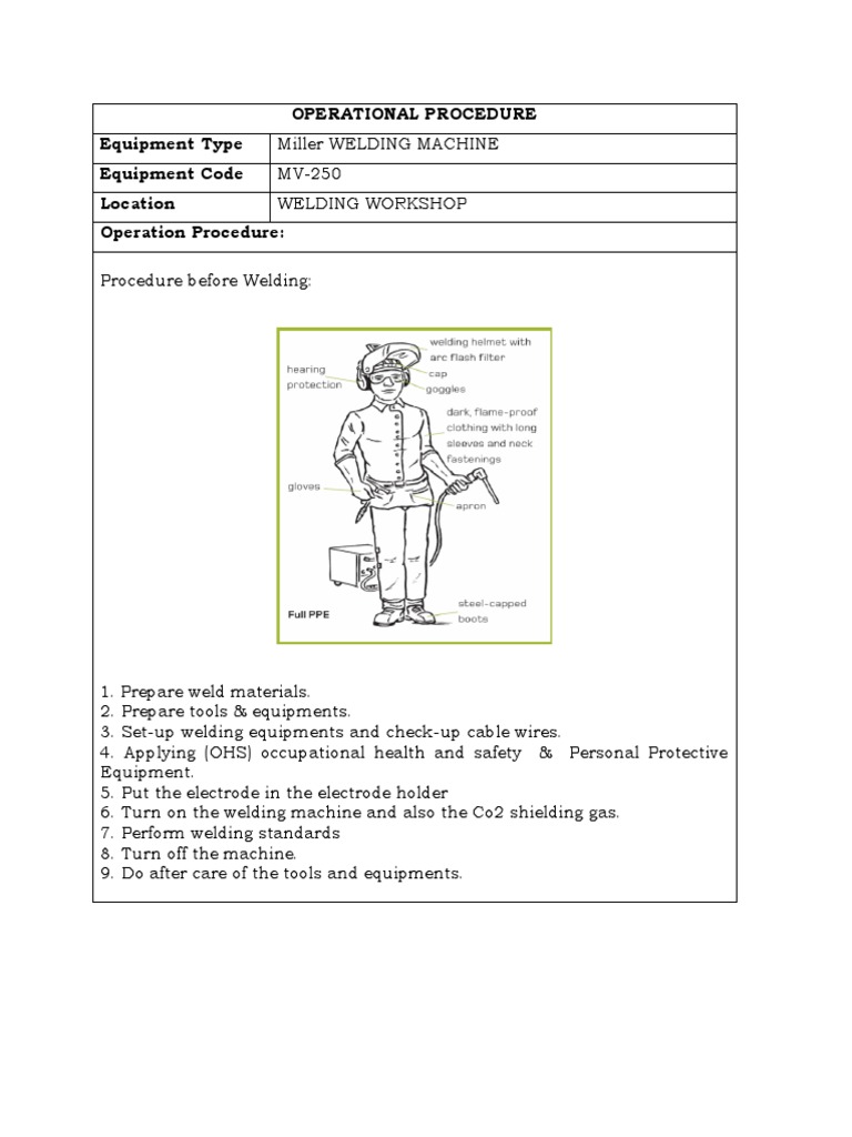 Operational Procedure Equipment Type Equipment Code Location Operation ...
