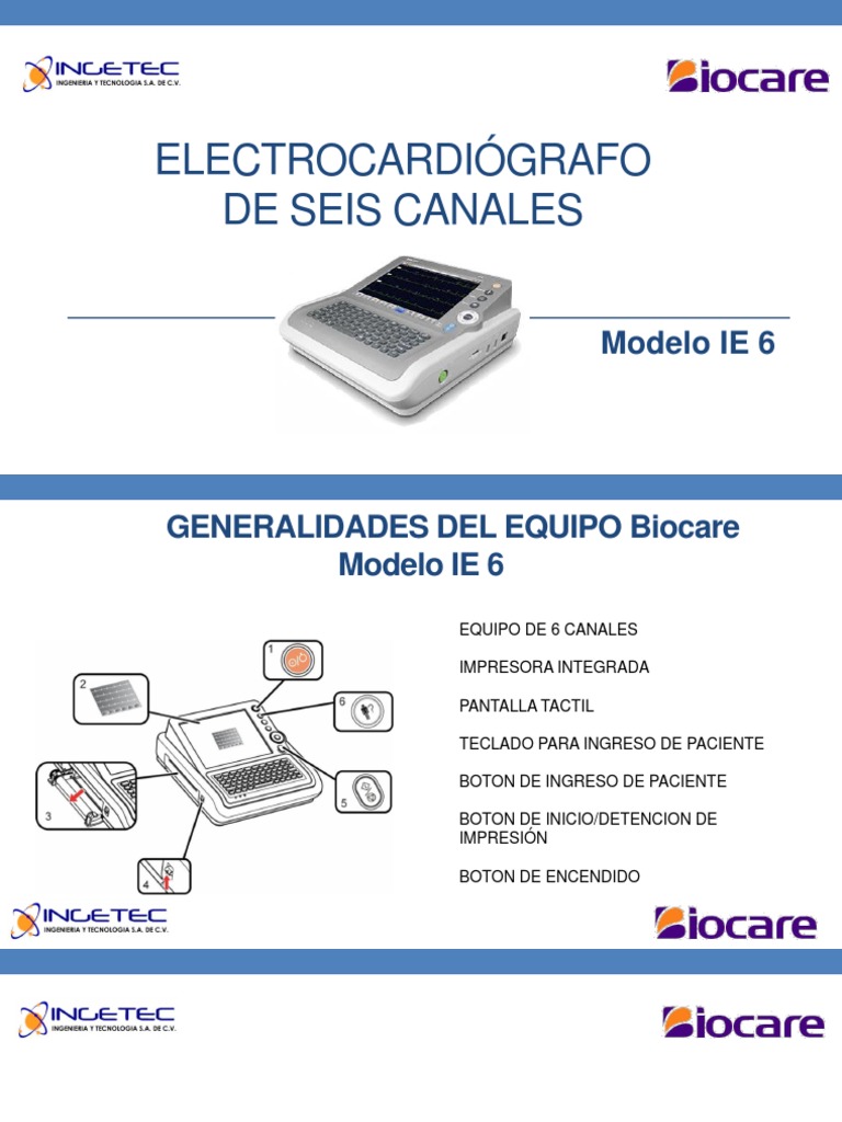 Presentacion BIOCARE Ie 6 - Usuario | PDF | Electrocardiografia | Teclado