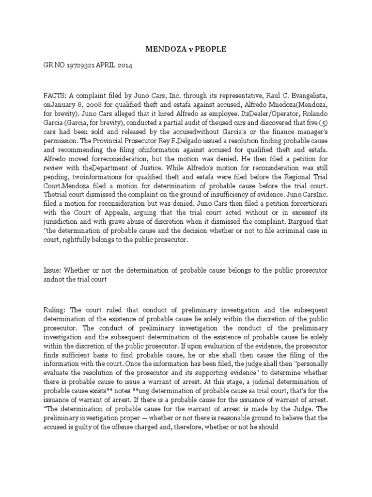 Judicial Determination of Probable Cause | Download Free PDF | Probable ...