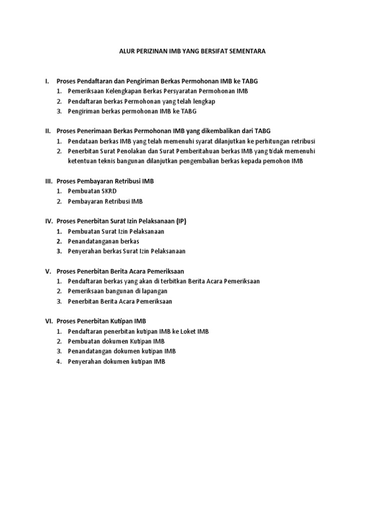 Alur Perizinan Imb Sementara | PDF
