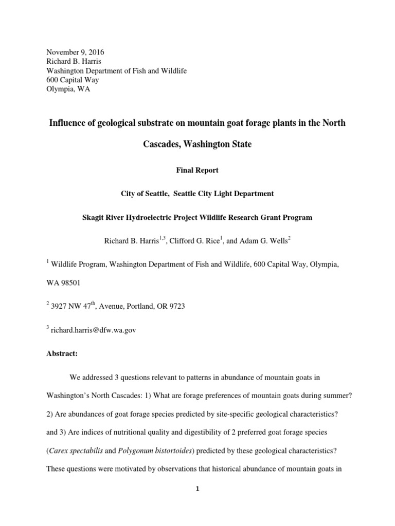 Mountain Goat Forage and Geology Study | PDF | Soil | Geology