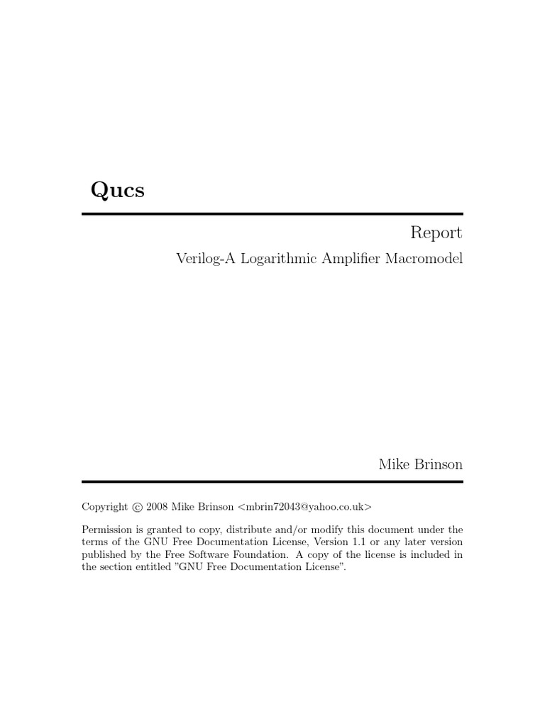 Verilog-A Logarithmic Amplifier Macromodel | PDF | Amplifier ...