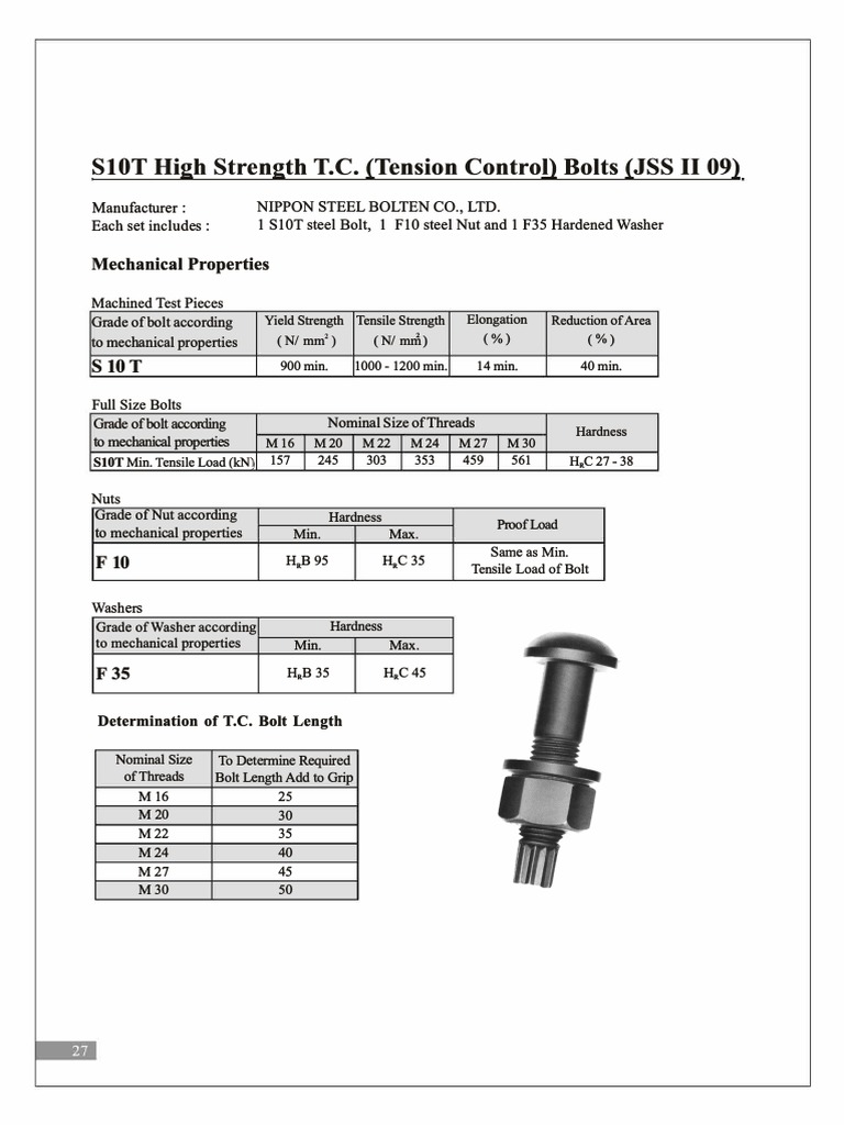 Catelogue S10T High Strength TCBolt (JSS II 09) | PDF