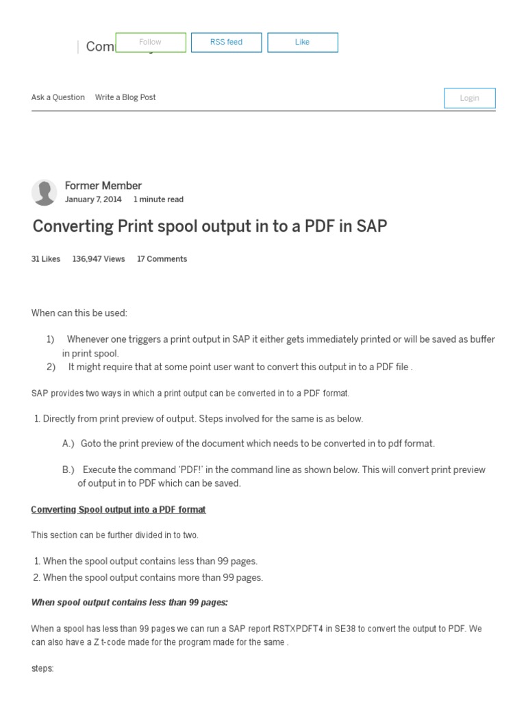 Converting Print Spool Output in To A PDF in SAP | PDF | Cyberspace | Software