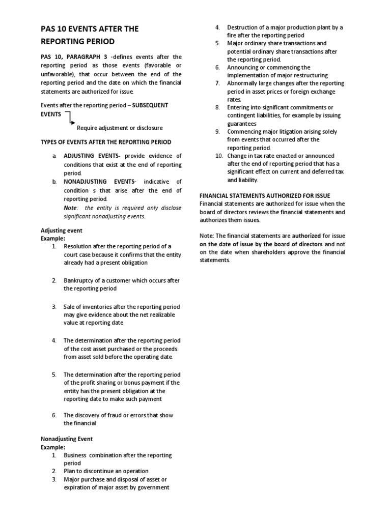 Pas 10 Events After The Reporting Period | PDF | Financial Statement ...