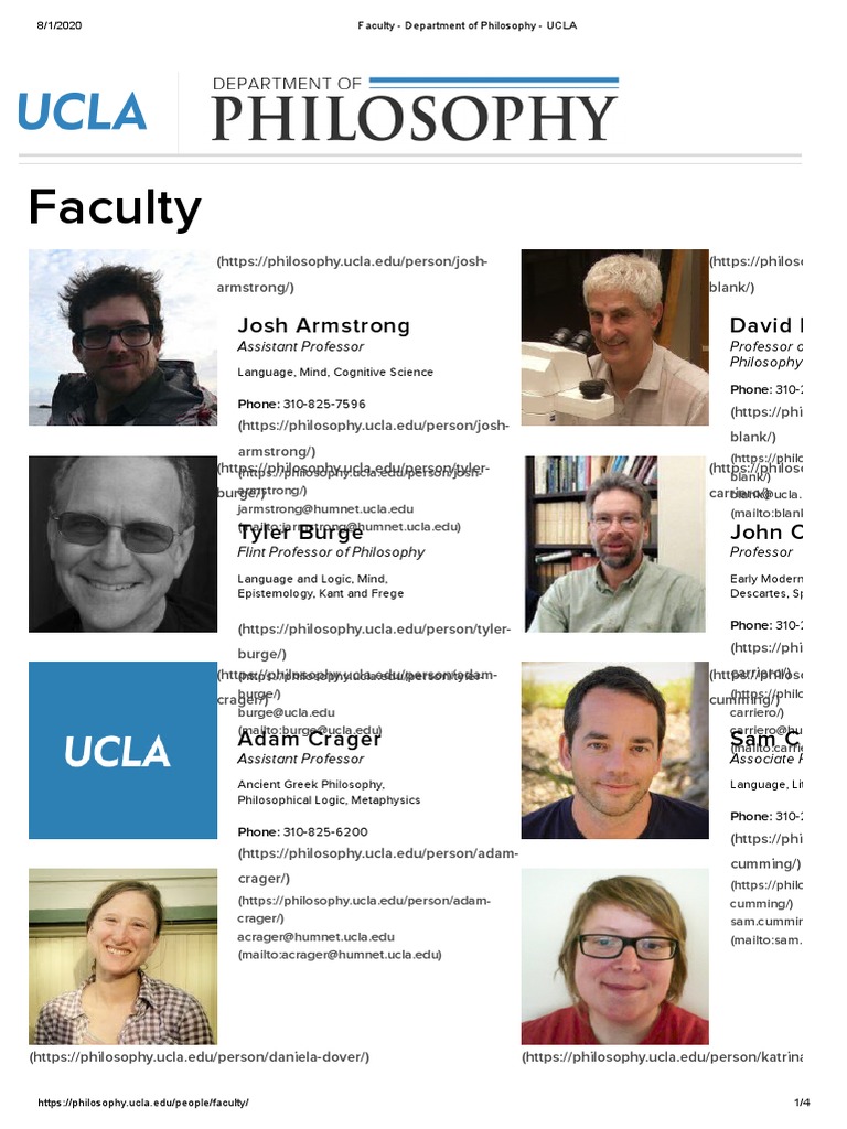 Faculty - Department of Philosophy - UCLA | PDF | Immanuel Kant | Mind
