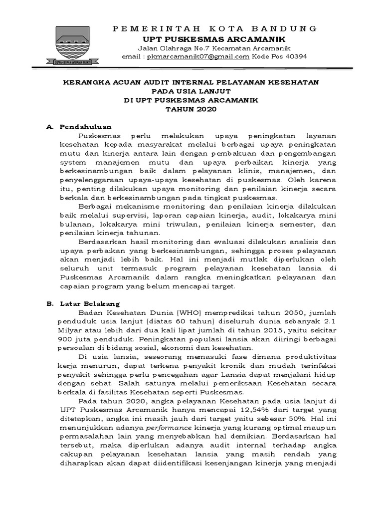 KAK Audit Internal Lansia 2020 | PDF