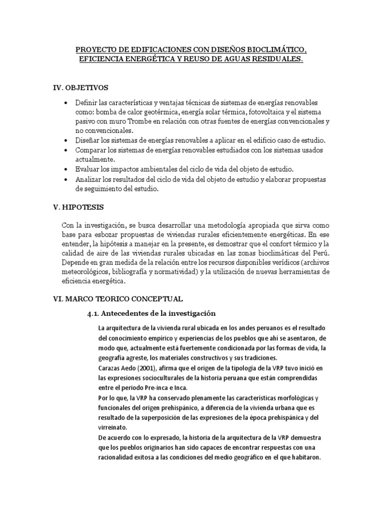 Proyecto de Edificaciones Con Diseños Bioclimático | PDF | Energía renovable | Cuestionario
