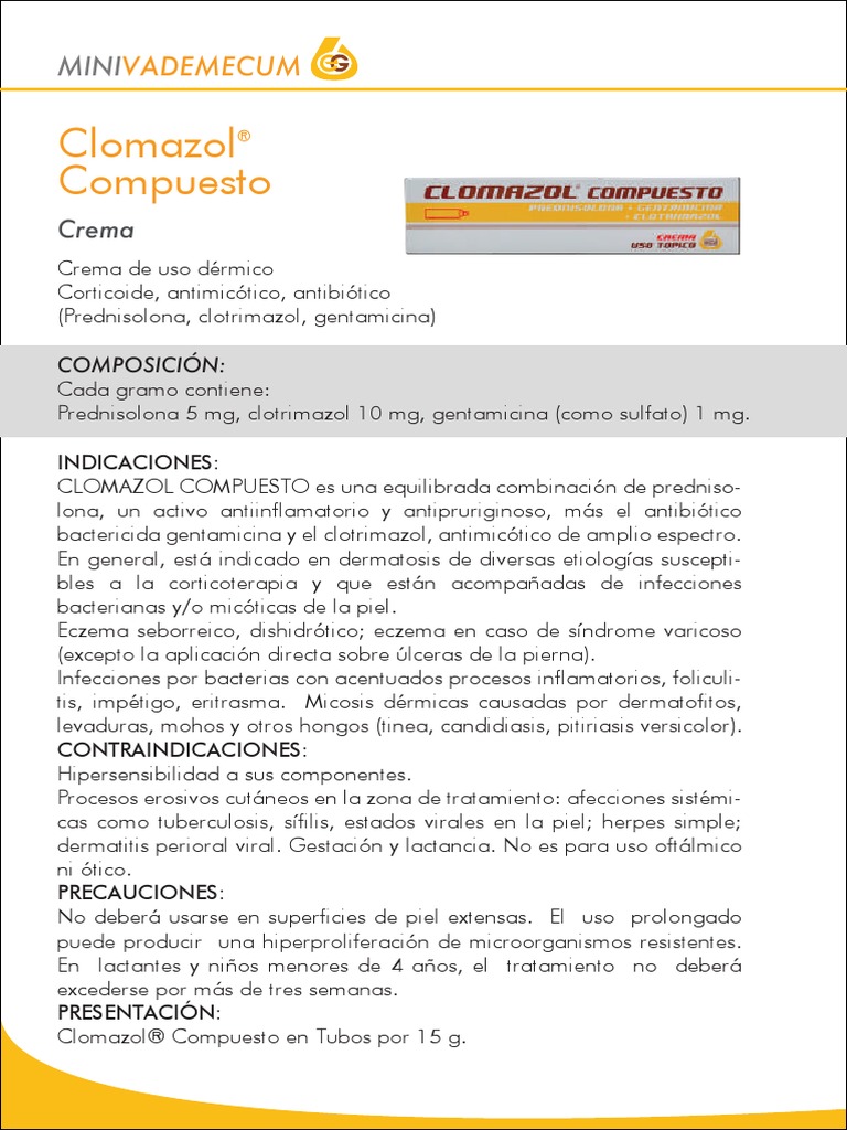 Clomazol Compuesto: Crema Antiinflamatoria y Antimicótica | PDF | Salud ...