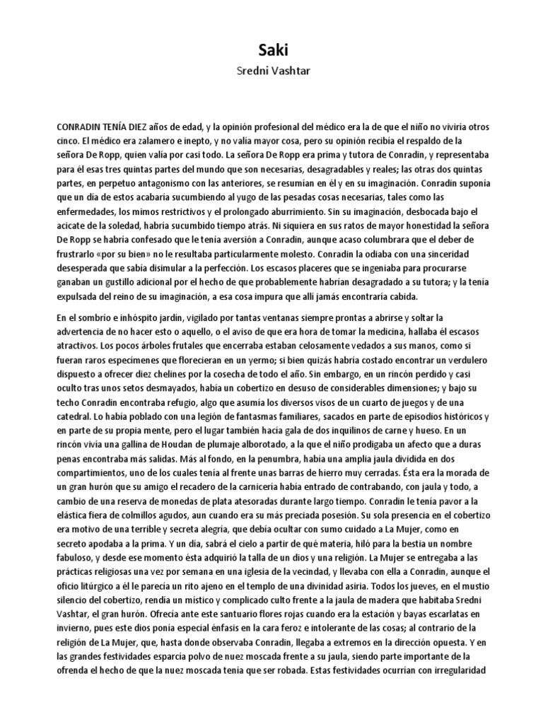 Saki, Sredni Vashtar | PDF