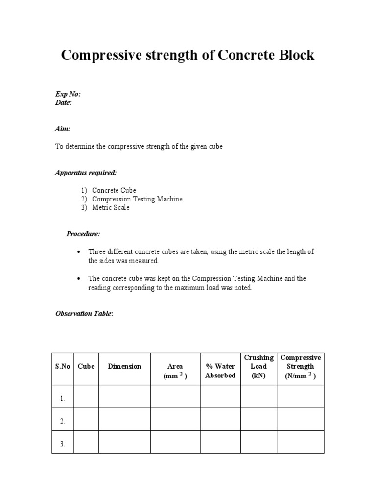 Compressive Strength of Concrete Cubes | PDF | Teaching Methods ...