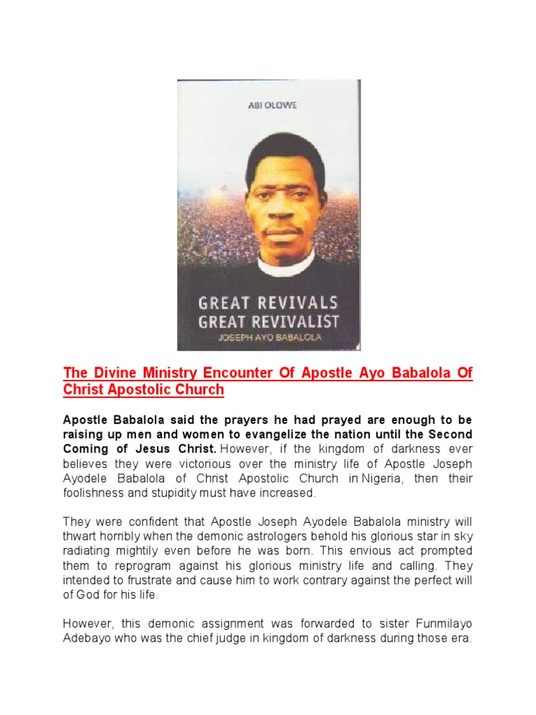 The Divine Ministry Encounter of Apostle Ayo Babalola of Christ ...