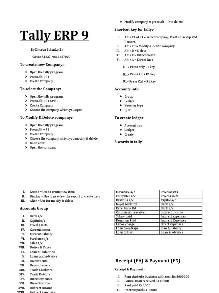 Tally ERP 9: Shortcut Key For Tally | PDF | Debits And Credits | Banks