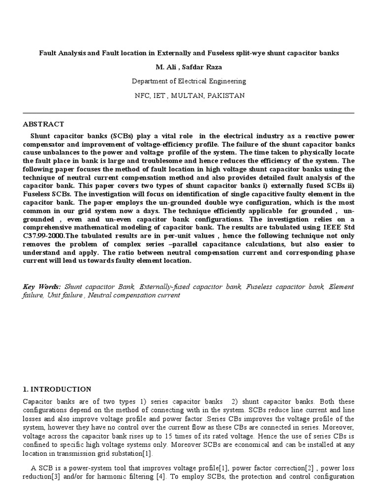 Key Words: Shunt Capacitor Bank, Externally-Fused Capacitor Bank ...
