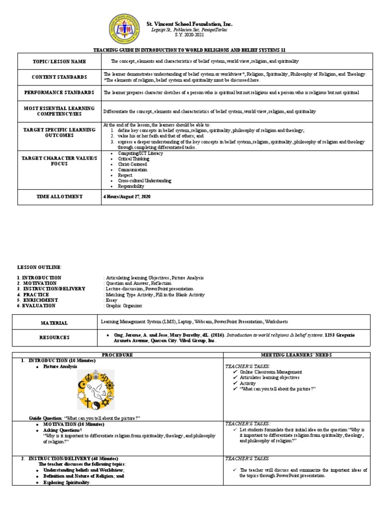 St. Vincent School Foundation, Inc | PDF | Monotheism | God