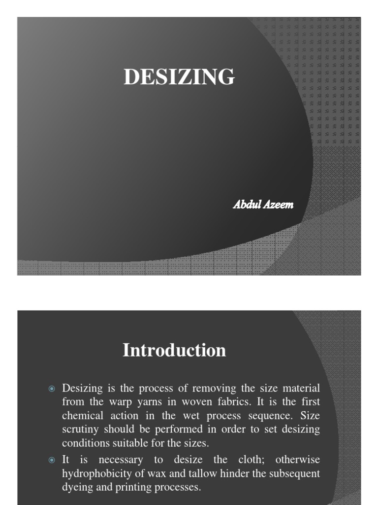 Textile Desizing Methods and Processes | PDF | Sodium Hydroxide ...