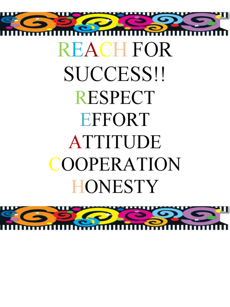 REACH FOR SUCCESS with RESPECT, EFFORT and ATTITUDE | PDF