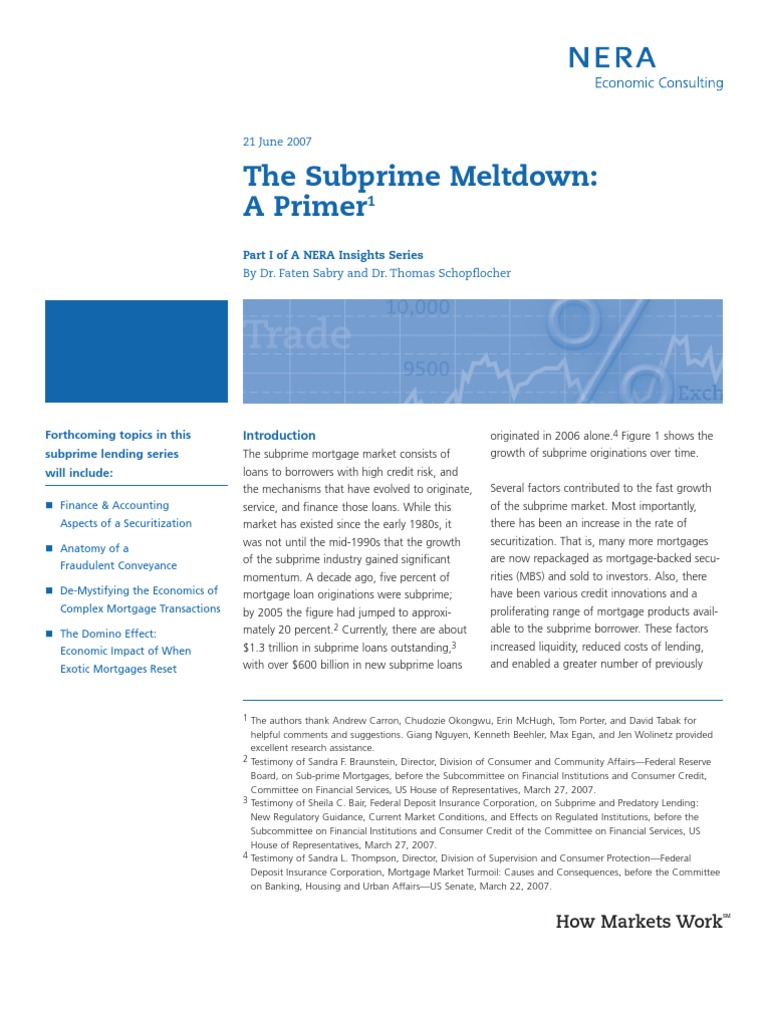 Understanding the Subprime Mortgage Crisis | PDF | Securitization ...