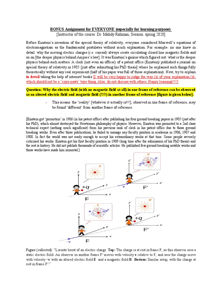 Bonus Assignment For Everyone | PDF | Magnetic Field | Albert Einstein