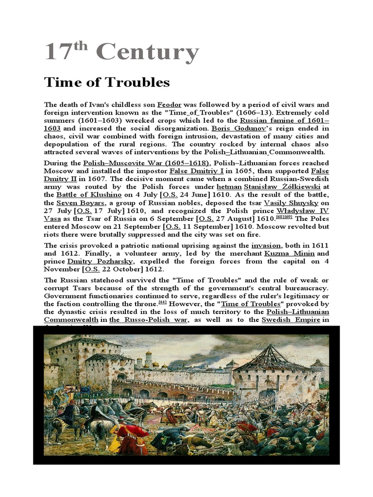 17 Century: Time of Troubles | PDF | Russia | World Politics