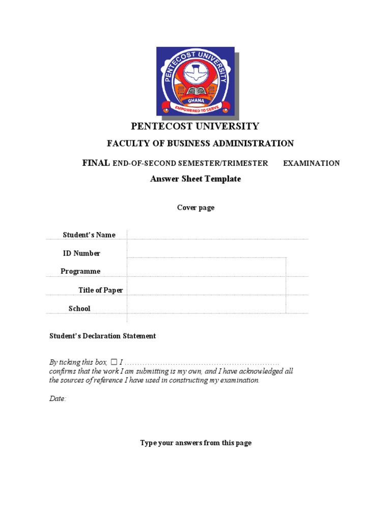 FBA Answer Sheet Template | PDF