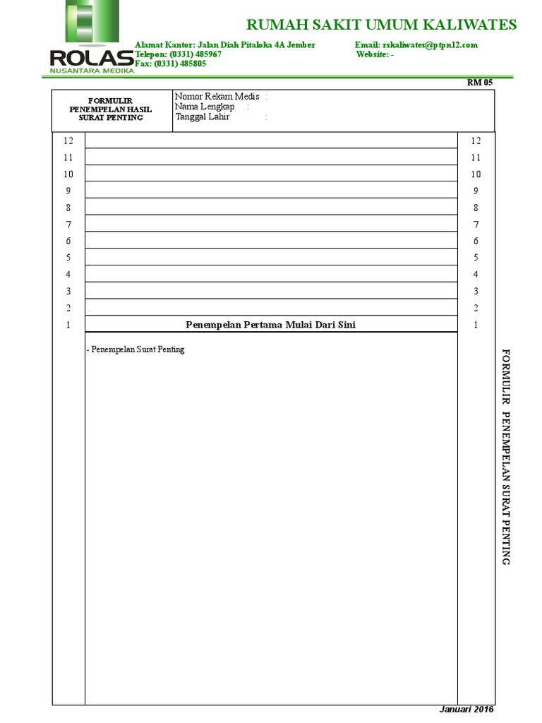 RM 05. Form Penempelan Surat Penting | PDF