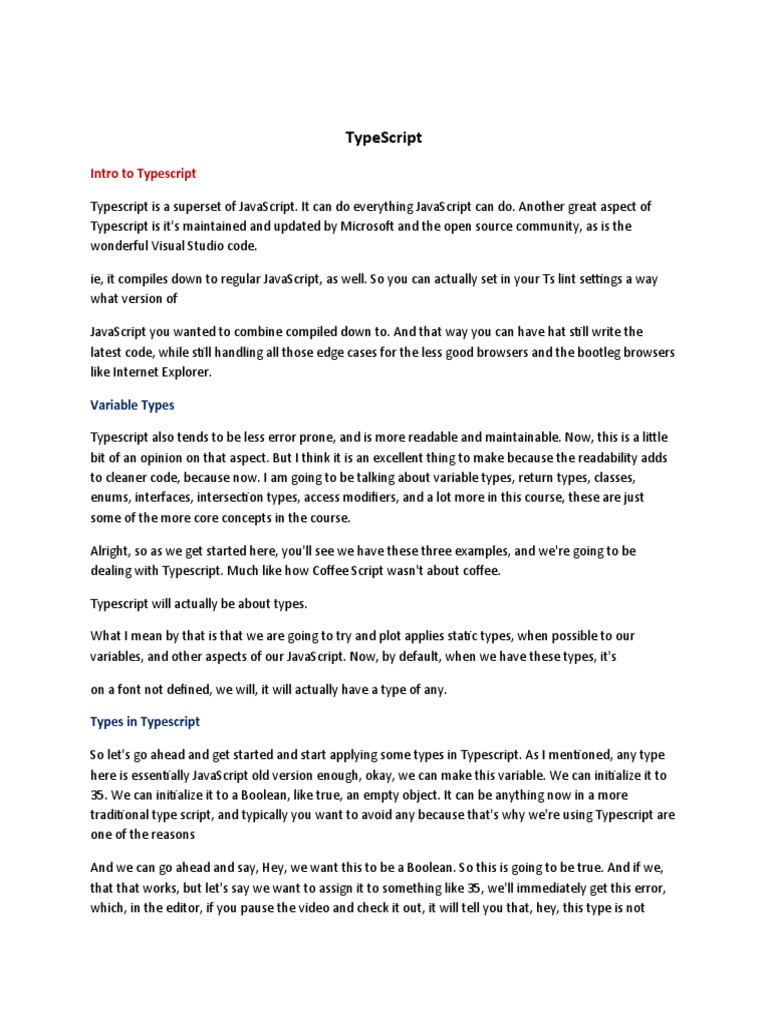Intro To Typescript | PDF | Class (Computer Programming) | Array Data Type