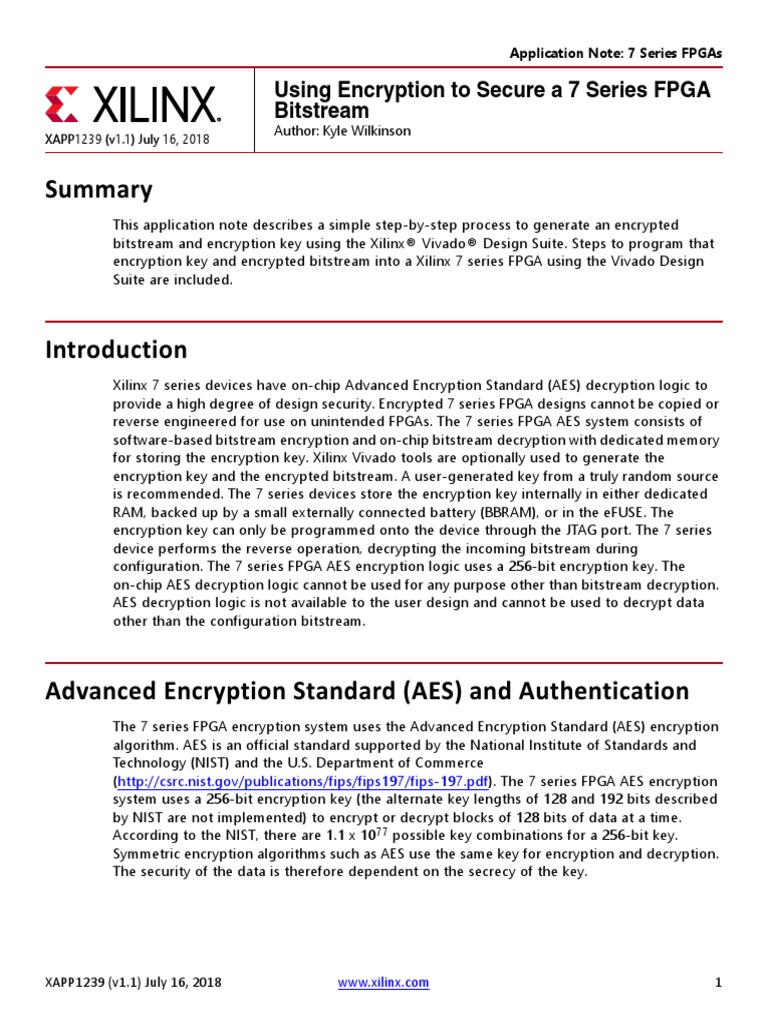 Xapp1239 Fpga Bitstream Encryption | PDF | Field Programmable Gate Array | Encryption