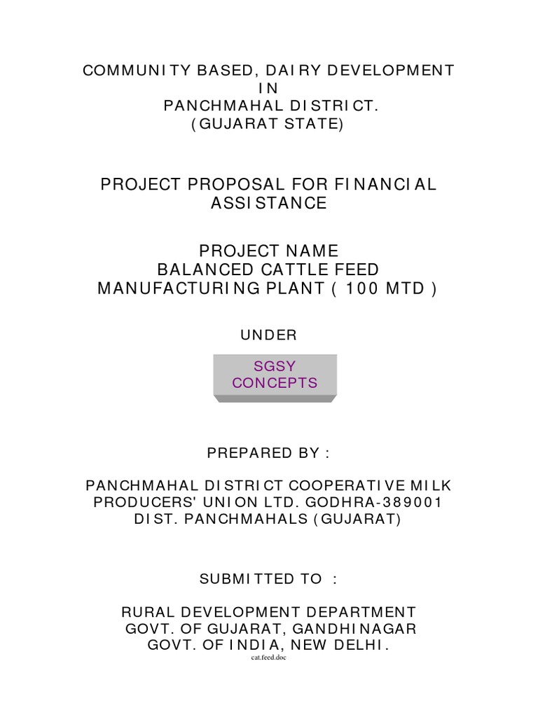Project Proposal For Financial Assistance Project Name Balanced Cattle ...