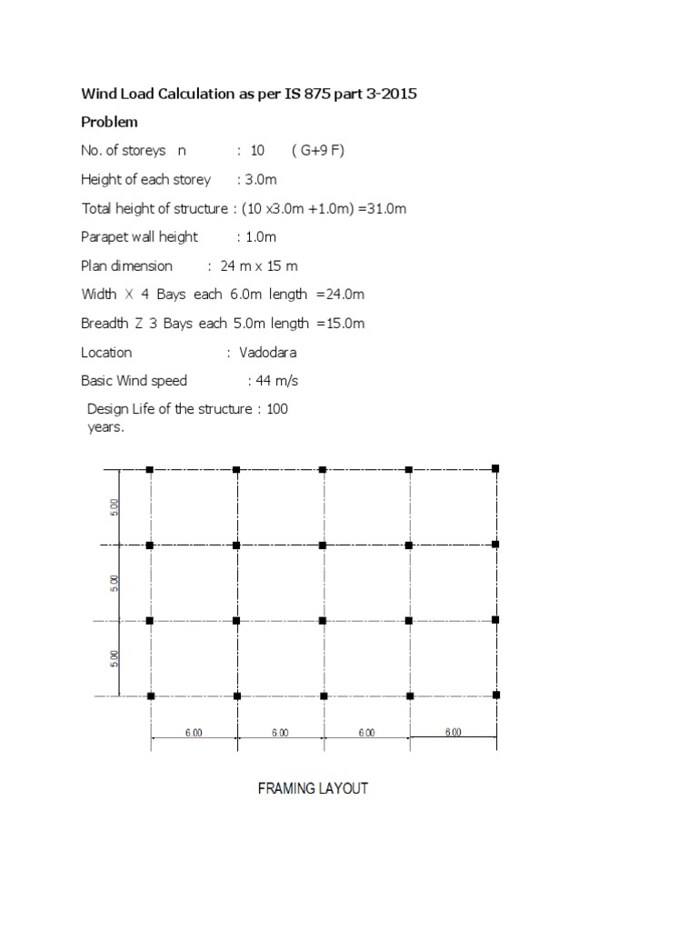 Wind Load Calculation As Per IS 875 Part 3-2015 Problem | PDF | Physics ...
