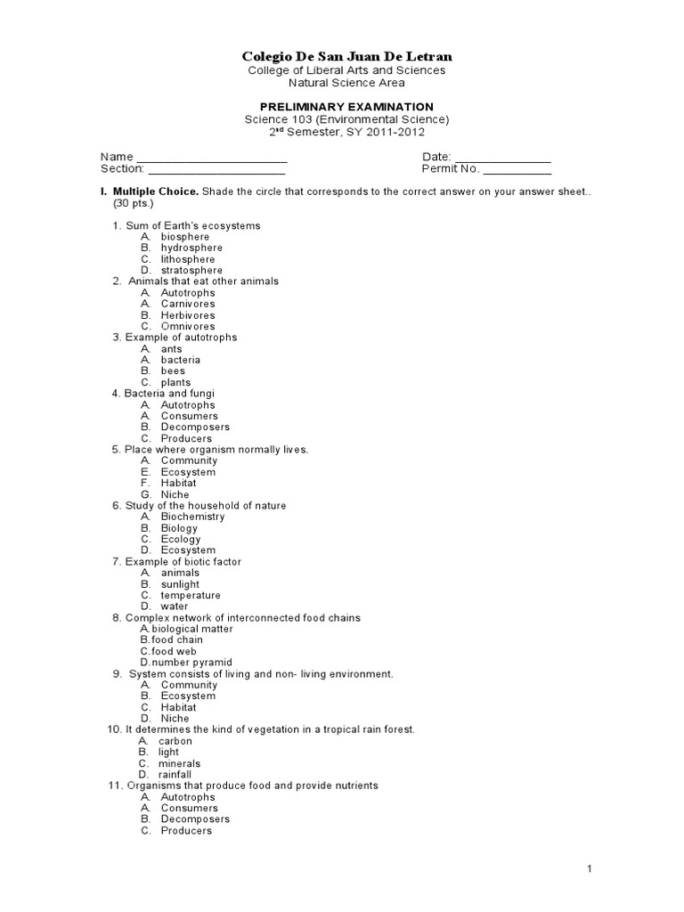 Prelims Envi Sci | Download Free PDF | Food Web | Ecosystem