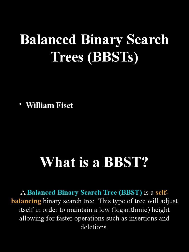 Balanced Binary Search Trees (BBSTS) : William Fiset | Download Free ...