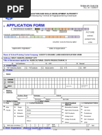 Assessment Application Form Cookery MCHA TESDA | PDF