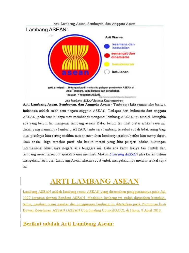 Makna dan Semboyan Lambang ASEAN | PDF