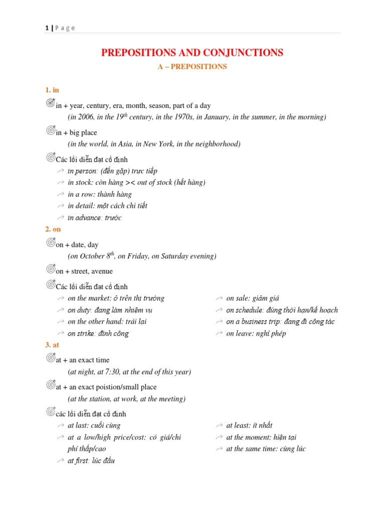 Prepositions And Conjunctions Pdf Economies Business