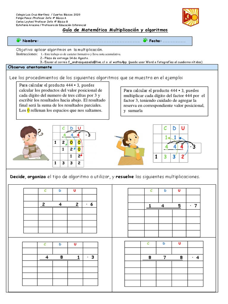 Hojas De Trabajo De Multiplicación Con Algoritmos Estándar