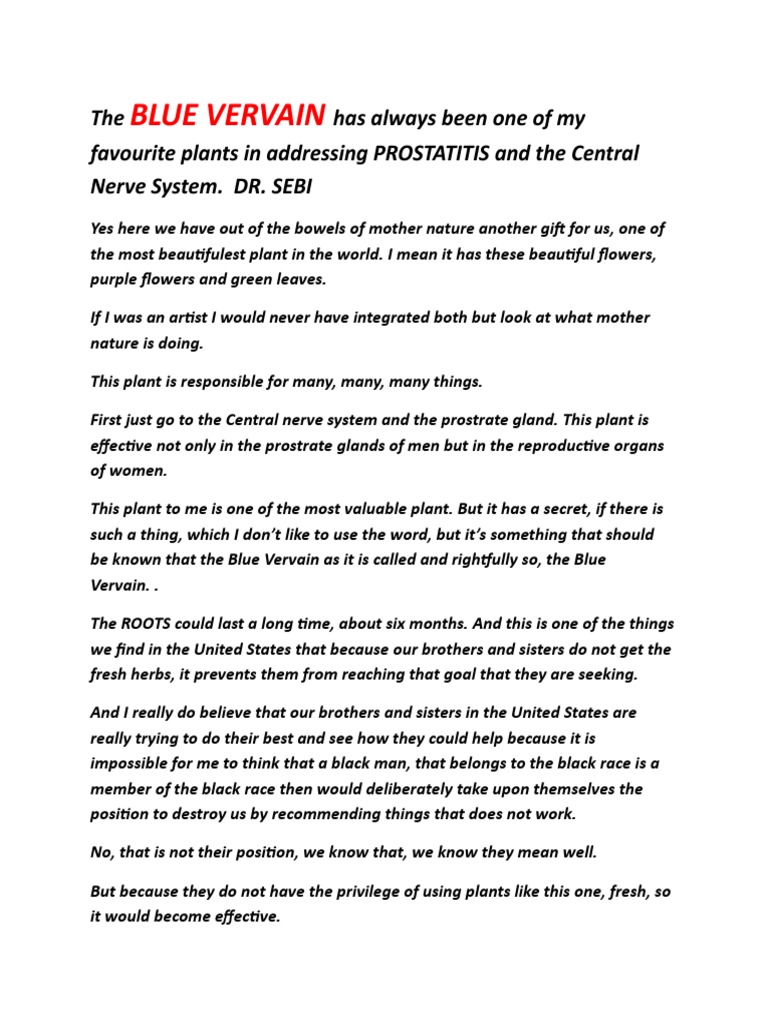 Blessed Thistle and Blue Vervain | PDF | Cough | Prostate