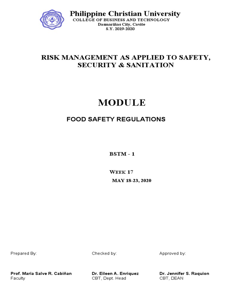 Philippine Christian University: Risk Management As Applied To Safety ...