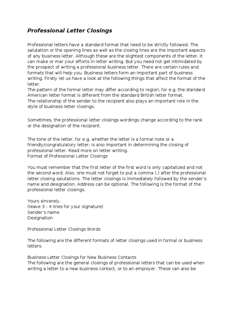 Professional Letter Closings | PDF | Career & Growth | Law