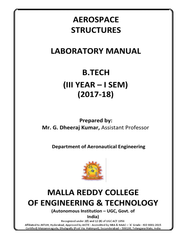 Aerospace Structures Lab Manual | PDF | Nondestructive Testing ...