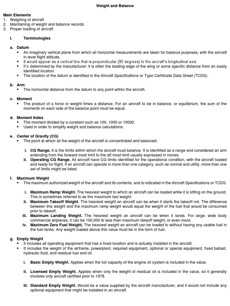 Weight And Balance PDF Aviation Aerospace