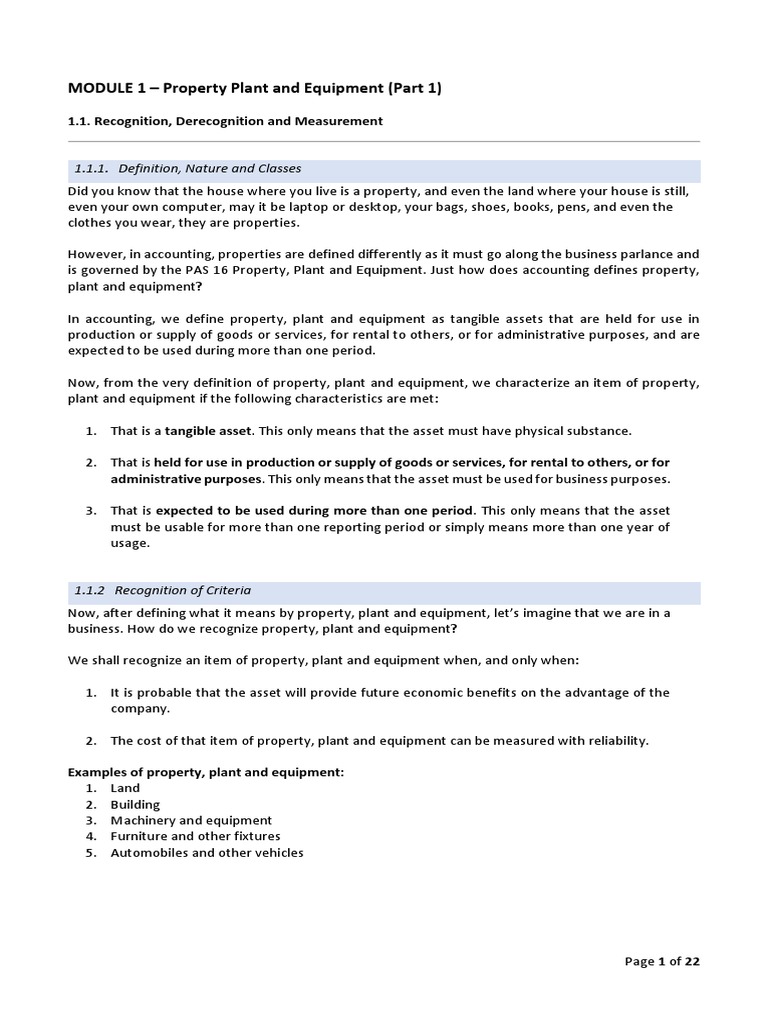 Module 1 - INTACC2 PPE (Part 1) | PDF | Book Value | Fixed Asset