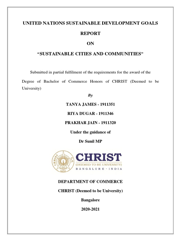 UNSDG Goal 11 Report - 1911320, 46, 51 PDF | PDF | Sewage Treatment ...
