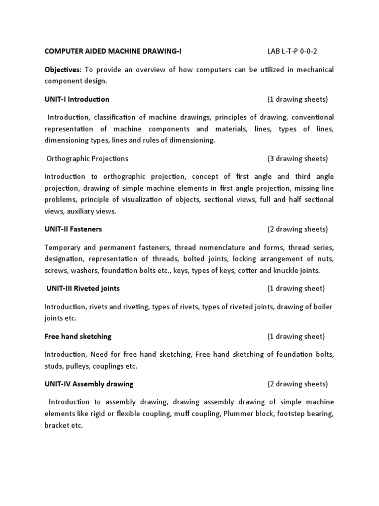 CAMD-1 Lab (Syllabus) | PDF | Machines | Computer Aided Design